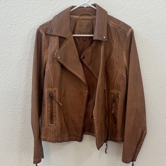 Max Studio | Jackets & Coats | Max Studio Brown Leather Jacket | Poshmark
